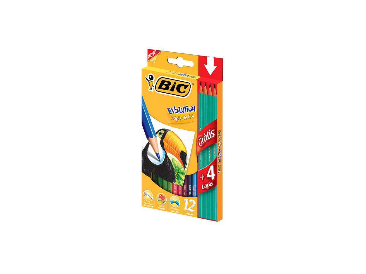 LAPIS DE COR C/12 CORES BIC EVOLUTION + 04 LAPIS PRETO LAPIS DE COR C/12 CORES BIC EVOLUTION + 04 LAPIS PRETO