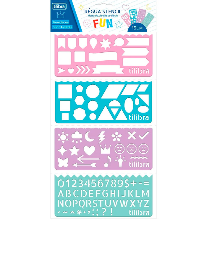 MOLDE VAZADO STENCIL FUN 15CM C/4UN - TILIBRA